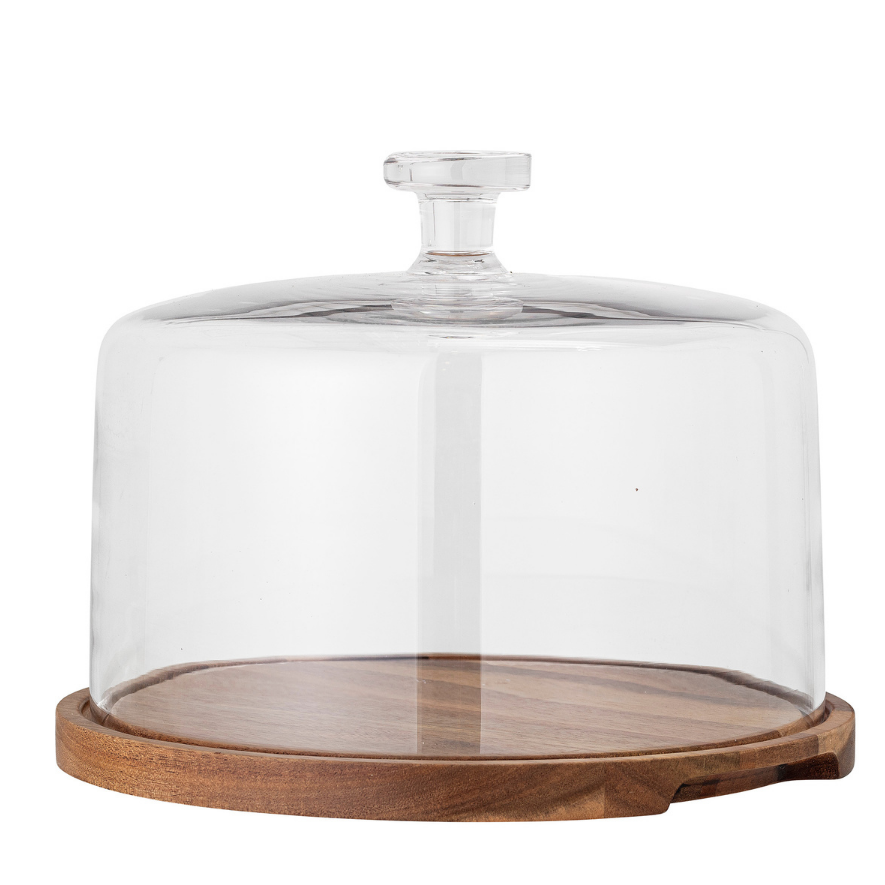 Cloche à gâteau avec plat en bois Nici - Noro